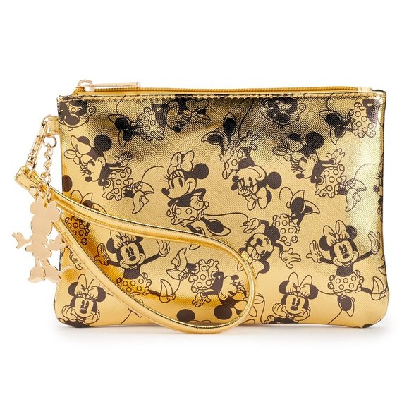 Disney | Bags | Disney Minnie Mouse Golden Wristlet Gold Minnie Mouse ...